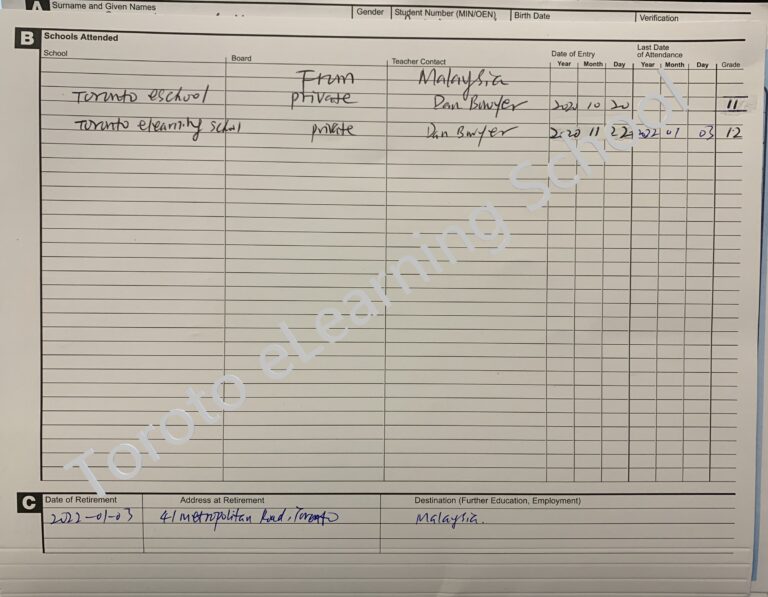 Student Records OSR / Transcripts - Toronto eLearning School