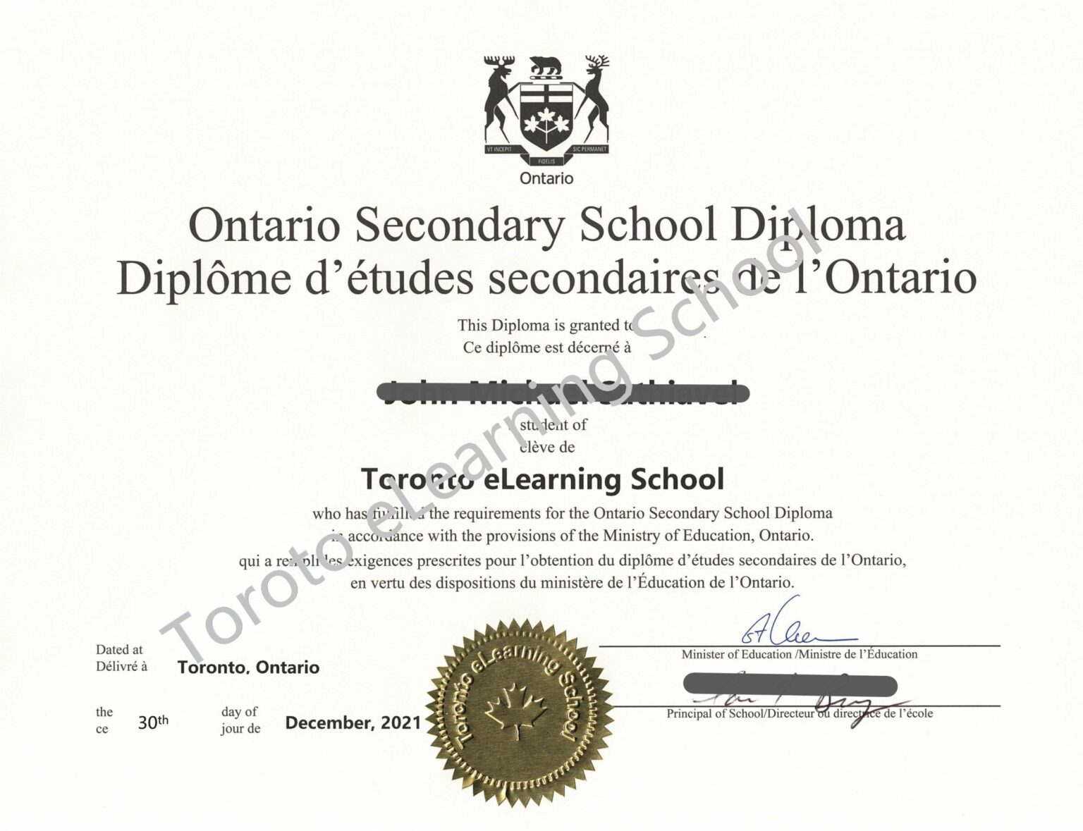 Student Records OSR / Transcripts - Toronto eLearning School