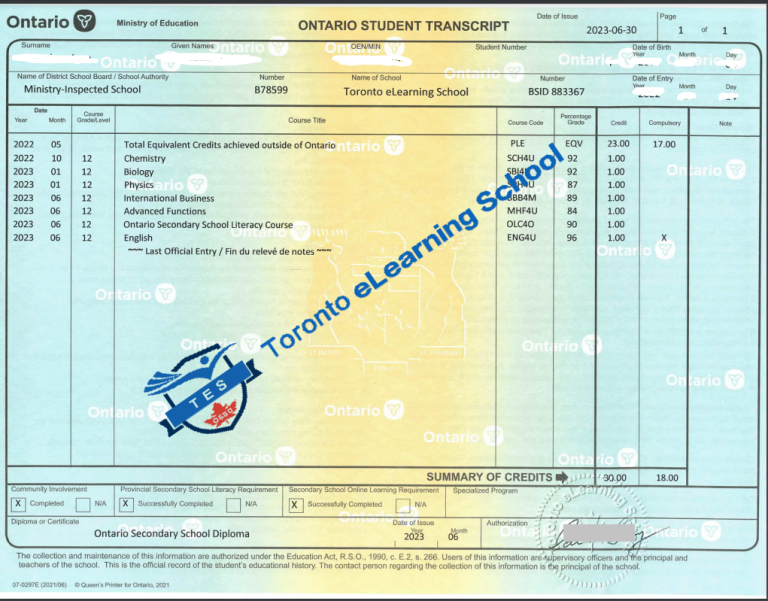 Student Records OSR / Transcripts - Toronto eLearning School